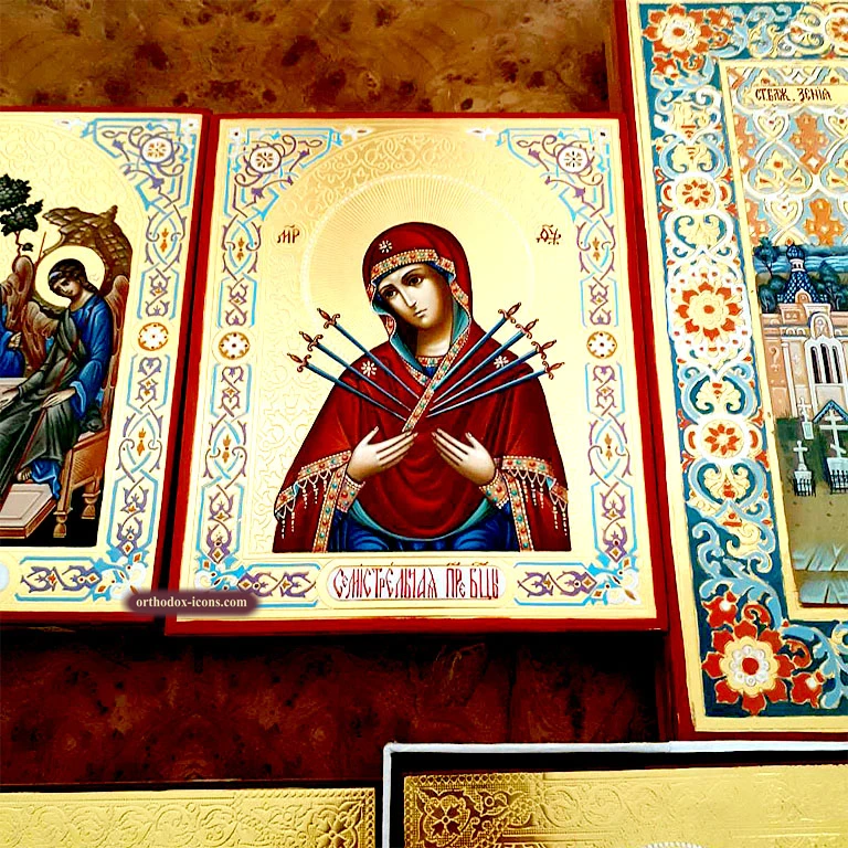Orthodox Icon of Seven Arrows | Paintings of Virgin Mary | Mstyora