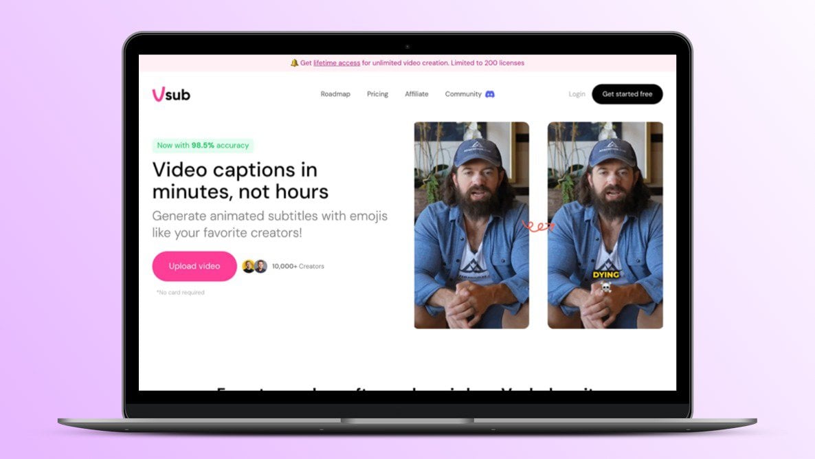 Vsub Lifetime Deal 🎥 AI-Powered Video Captioning Tool | Lifetimo.com