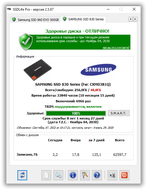 SSDLife - контроль и оценка надежности SSD