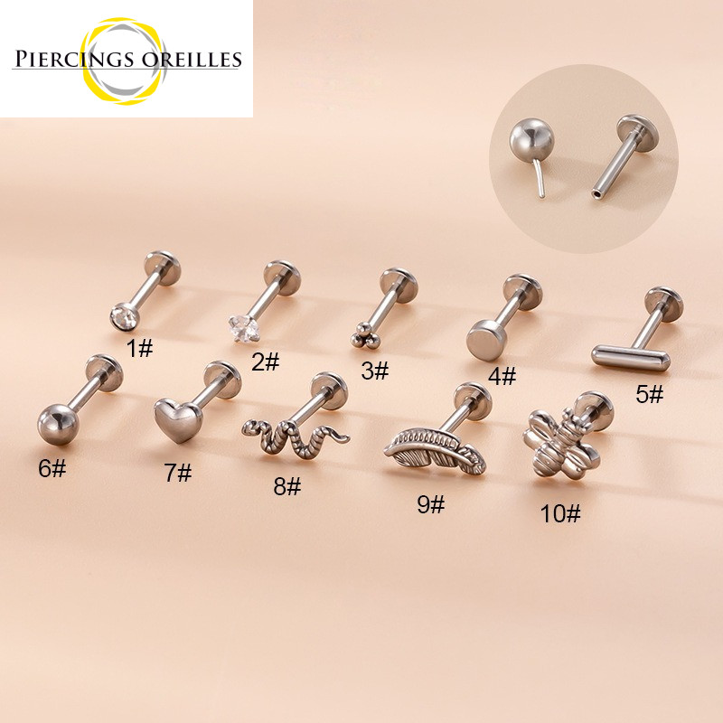 Piercing hélix et anti hélix labret 1.2x8mm ⋆ Piercings-oreilles.fr