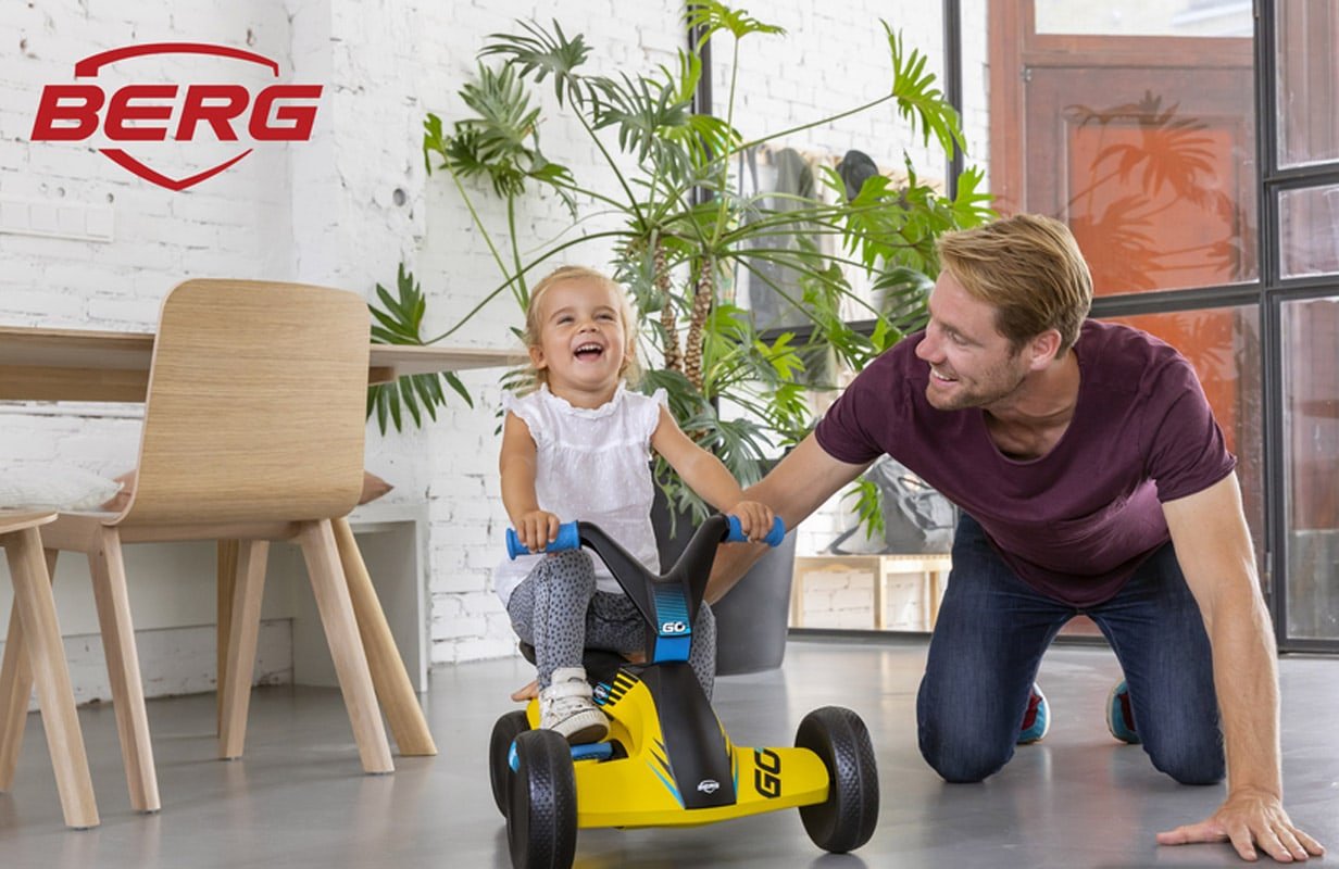 Berg Go2 Ride and Pedal Scooter SparX Yellow - Godfreys of Sevenoaks