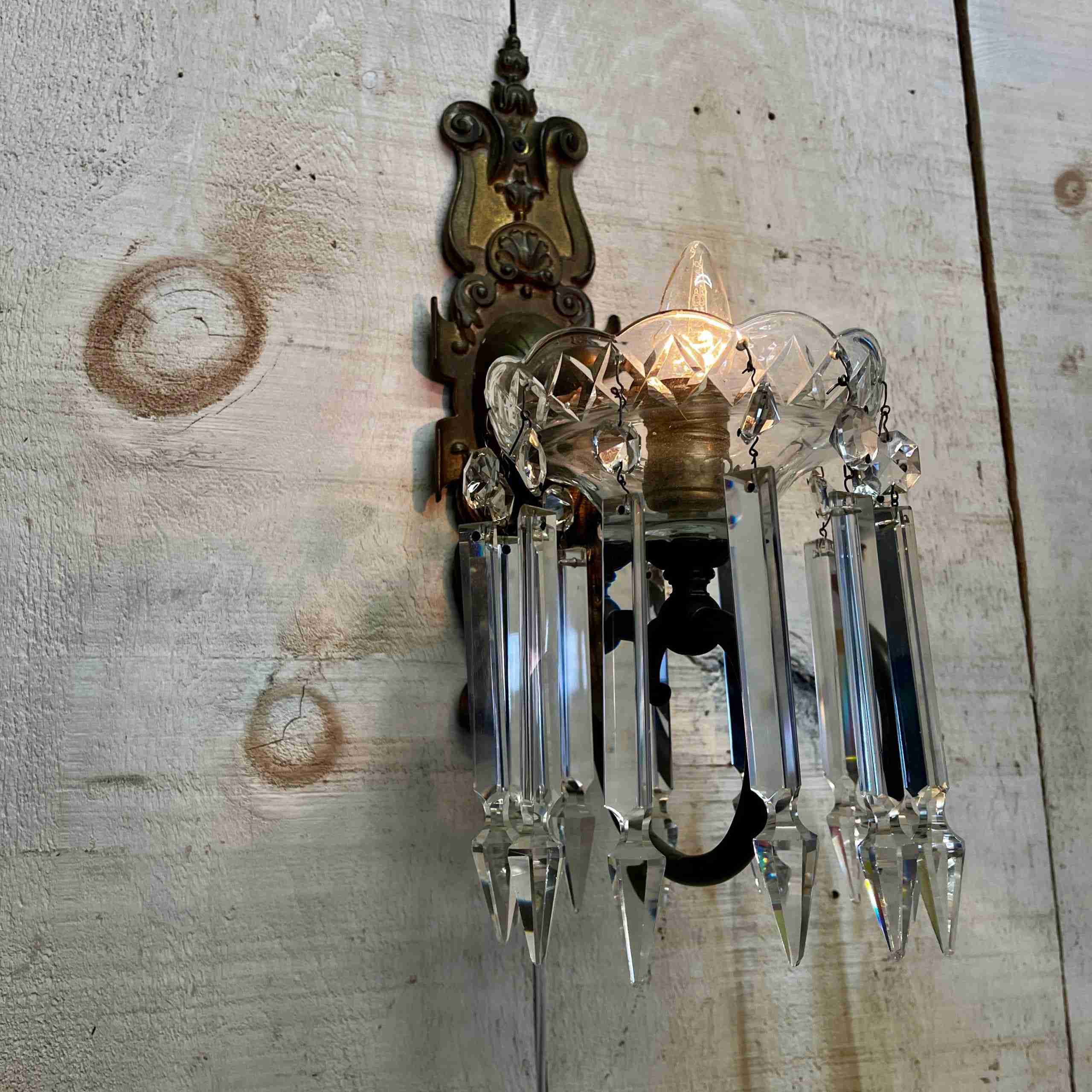 Antique Crystal Sconce - Historic House Salvage