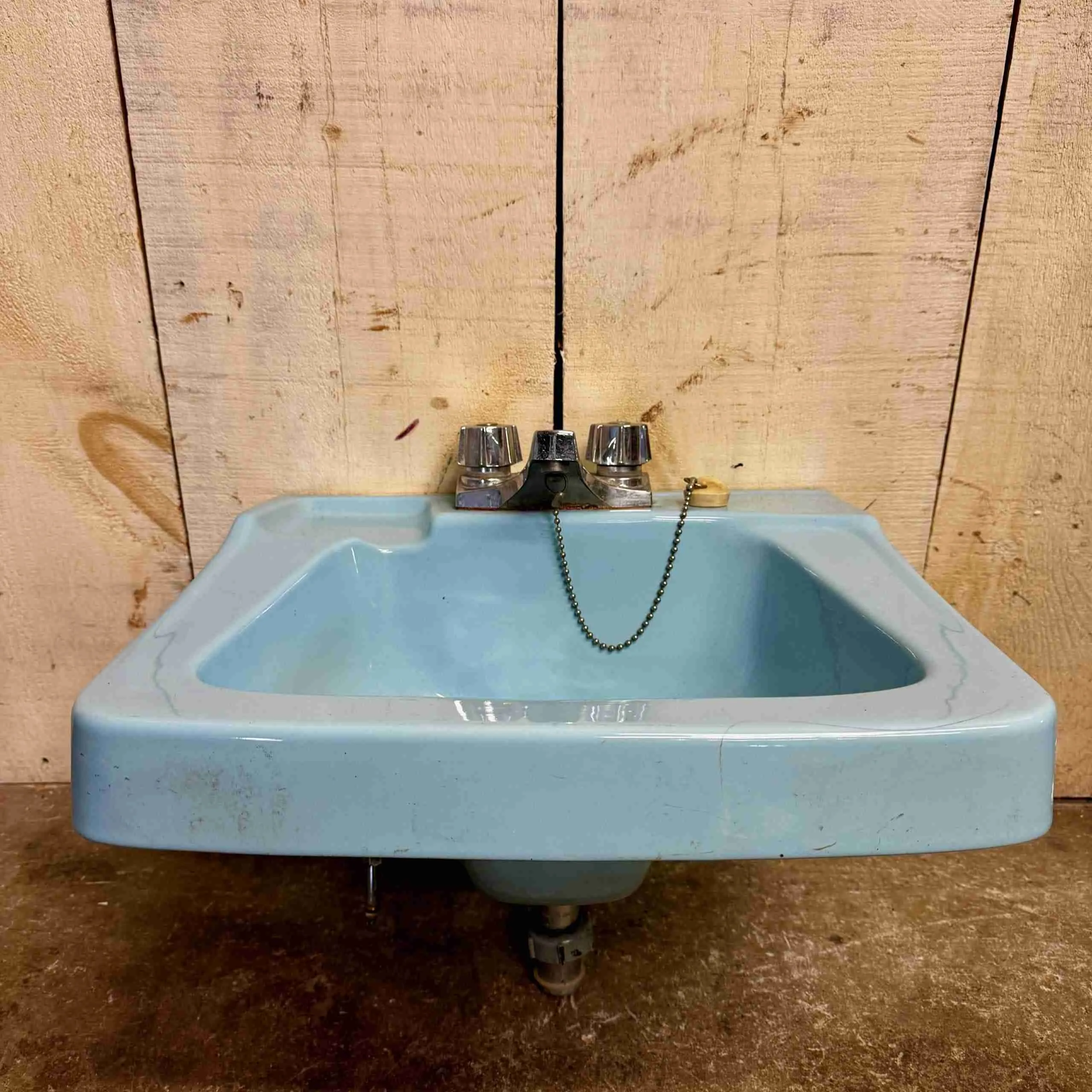 Vintage Blue Bathroom Sink - Historic House Salvage